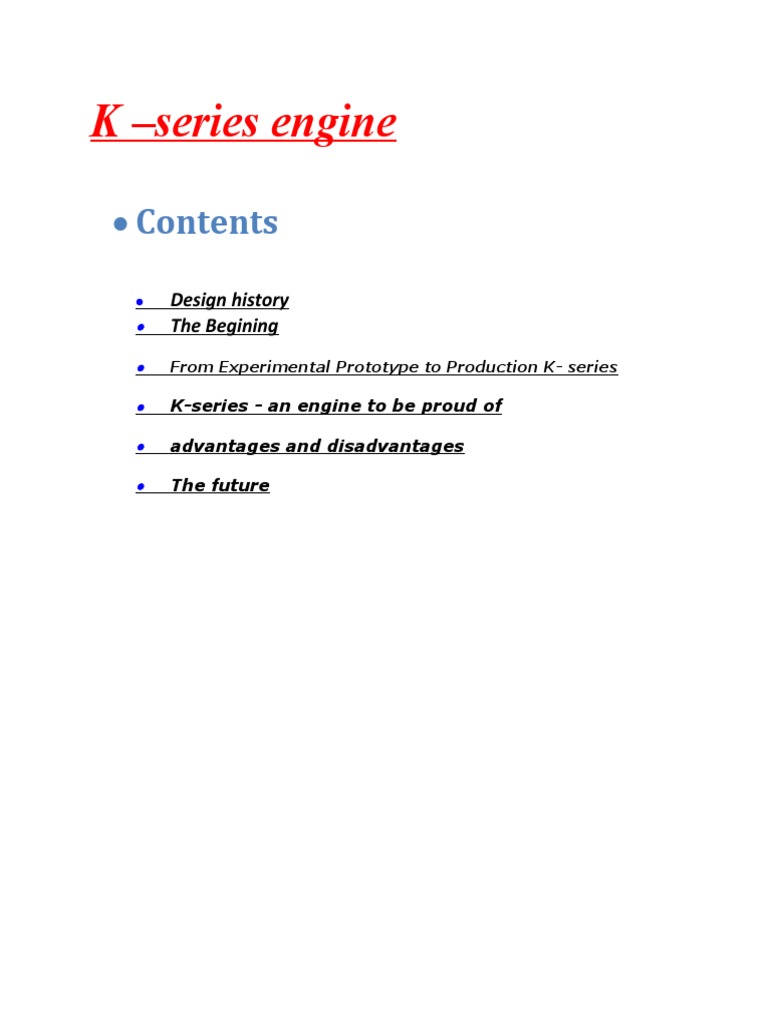 K - Series Engine | PDF | Propulsion | Rotating Machines