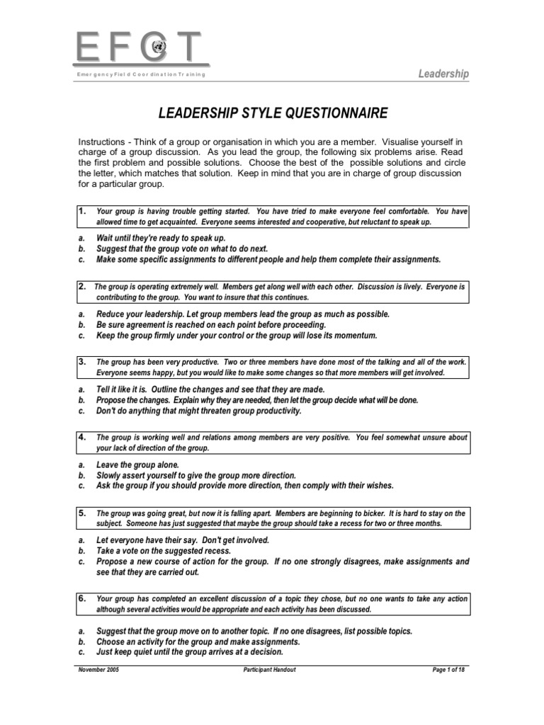 Leadership Style Questionnaire | PDF