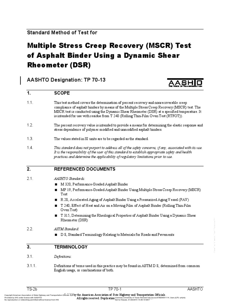 Aashto TP 70-2007 | PDF | Creep (Deformation) | Deformation (Engineering)