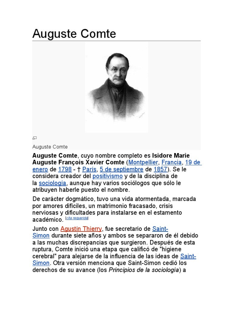 Auguste Comte y el Positivismo | PDF | Positivismo | Epistemología