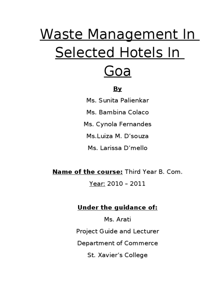 Waste Management in Selected Hotels in Goa | PDF | Waste Management | Waste