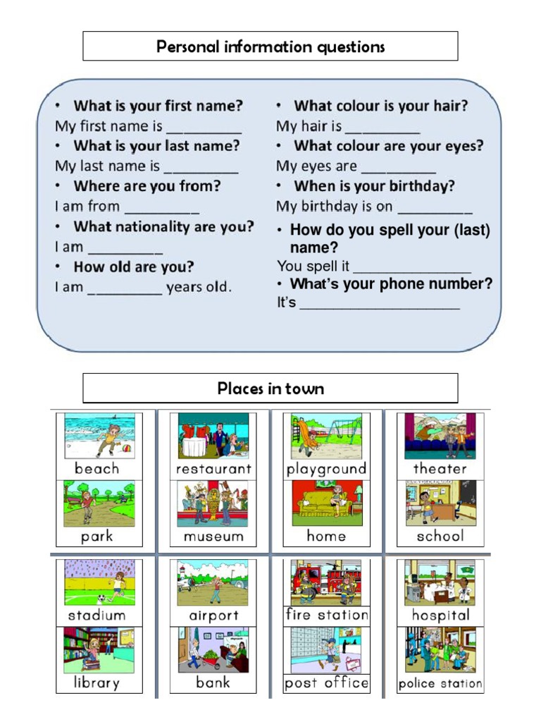 Giving Personal Information Vocabulary Sheets | PDF