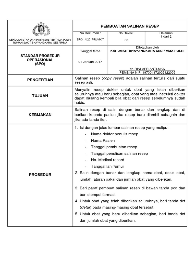 Pembuatan Salinan Resep | PDF