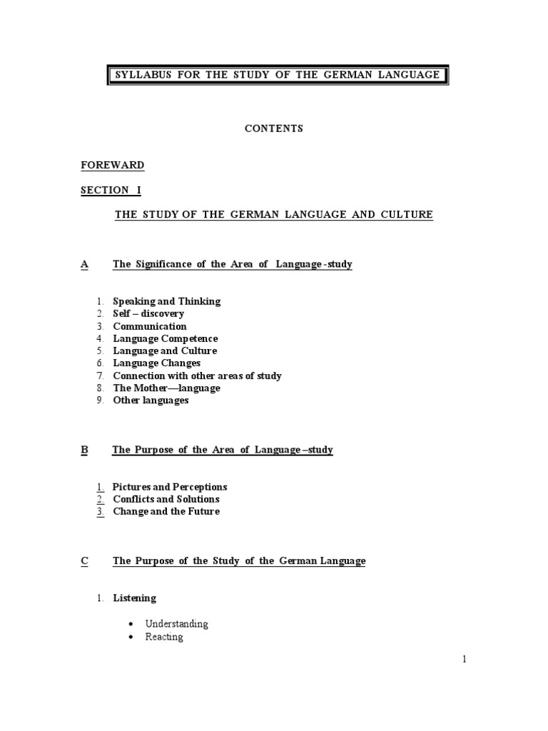 Syllabus German | PDF | Foreign Language | Reading (Process)