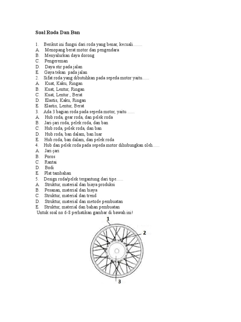 FUNGSI DAN KOMPONEN RODA DAN BAN SEPEDA MOTOR | PDF