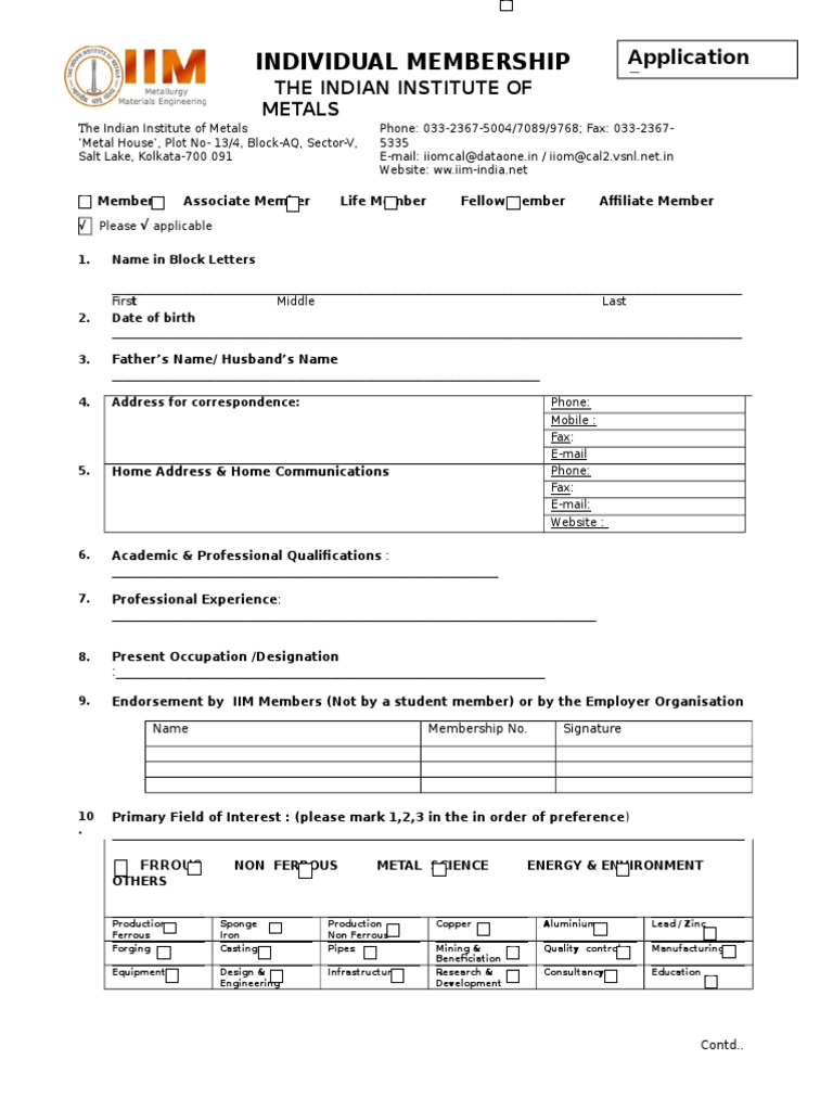 Individual Membership: The Indian Institute of Metals | PDF | Metals ...