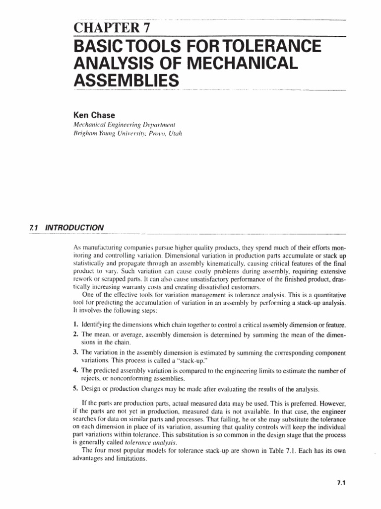 BasicTools For Tolerance Analysis of Mechanical Assemblies PDF | PDF