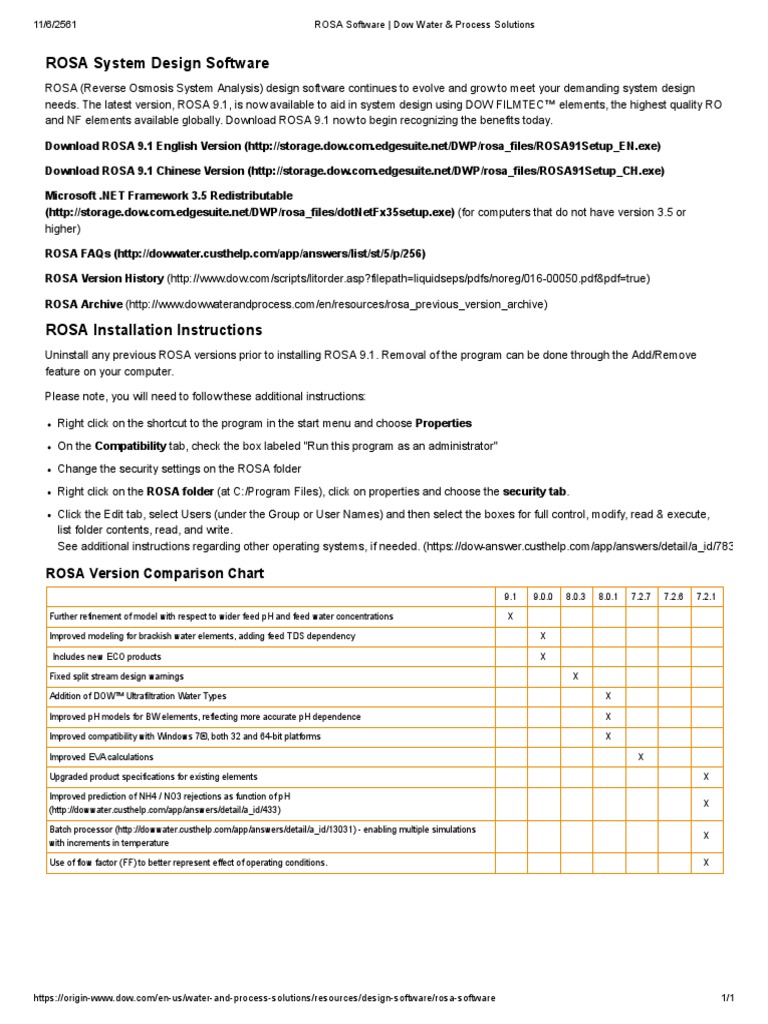 ROSA Software - Dow Water & Process Solutions PDF | PDF | Computer ...