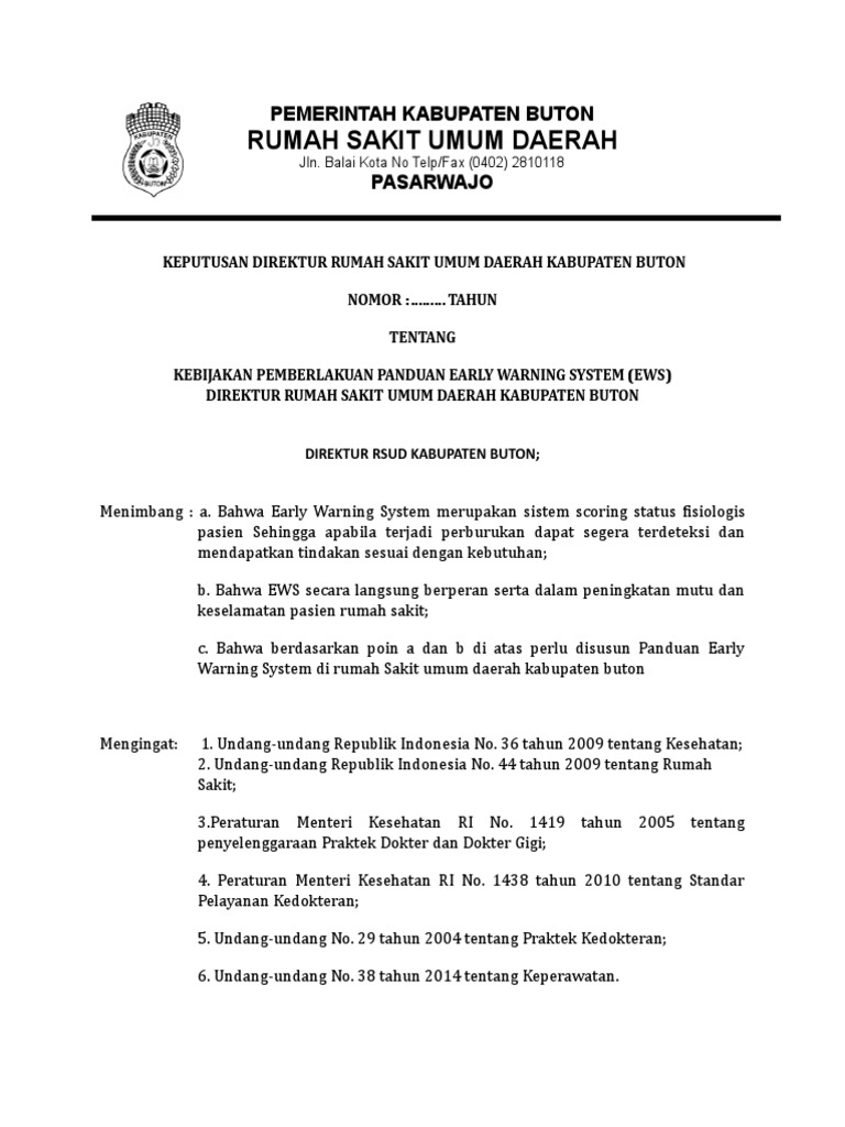 SOP EWS Dewasa | PDF