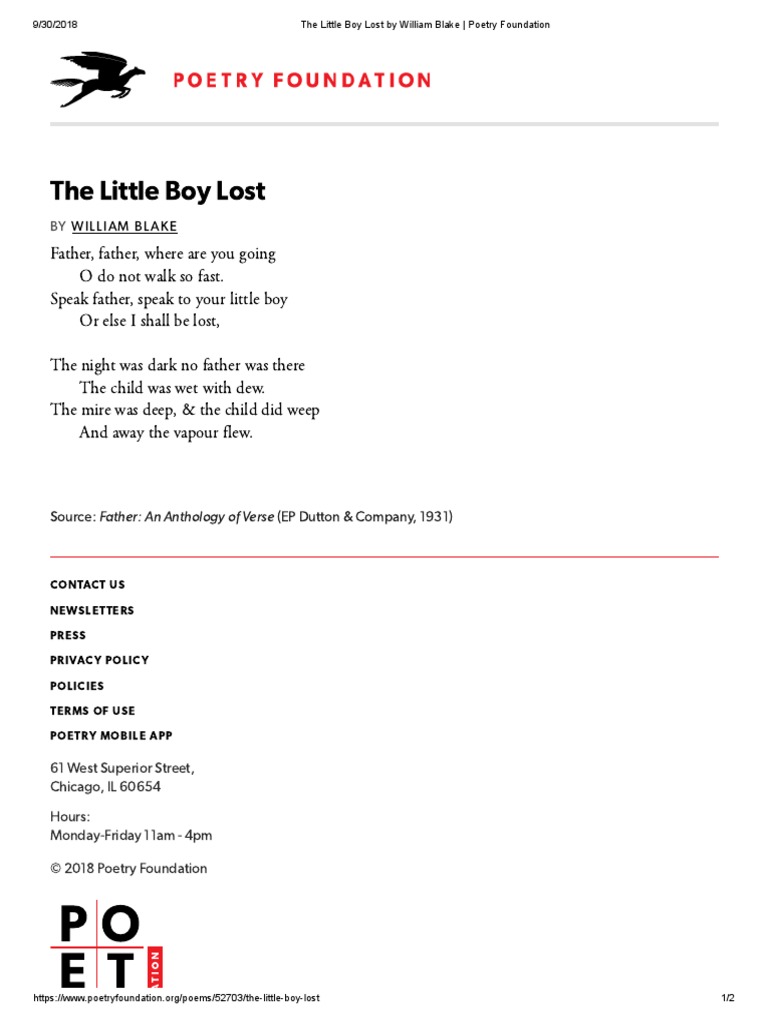 The Little Boy Lost by William Blake | PDF