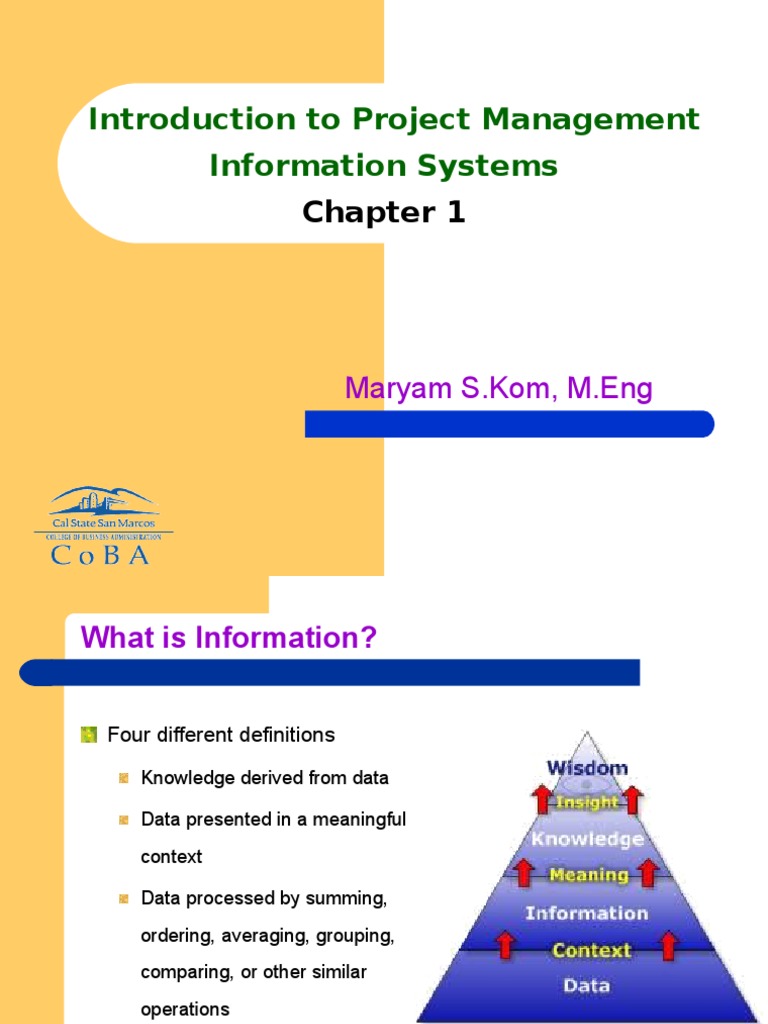 Introduction To Project Management Information Systems: Maryam S.Kom, M ...