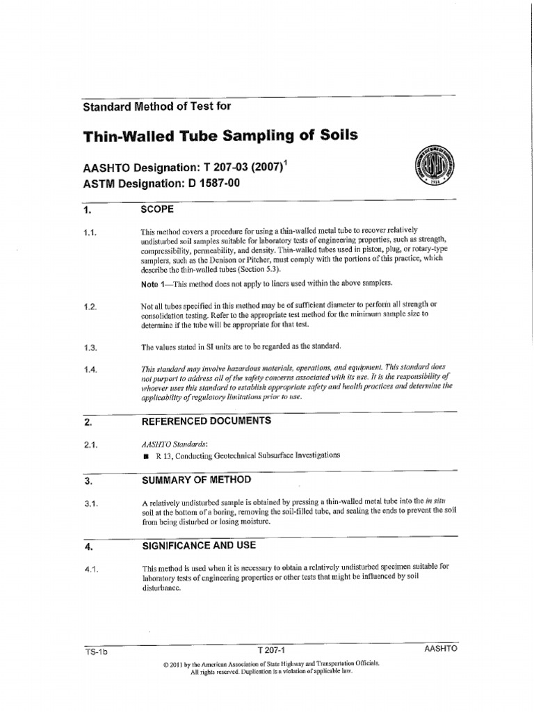 NORMAS AASTHO DE T207 Al T219 | PDF