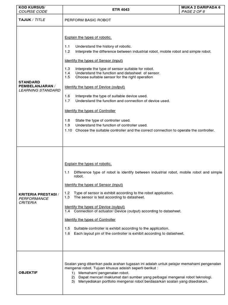 PB 2 Amali 1 Robot (Complete) | PDF