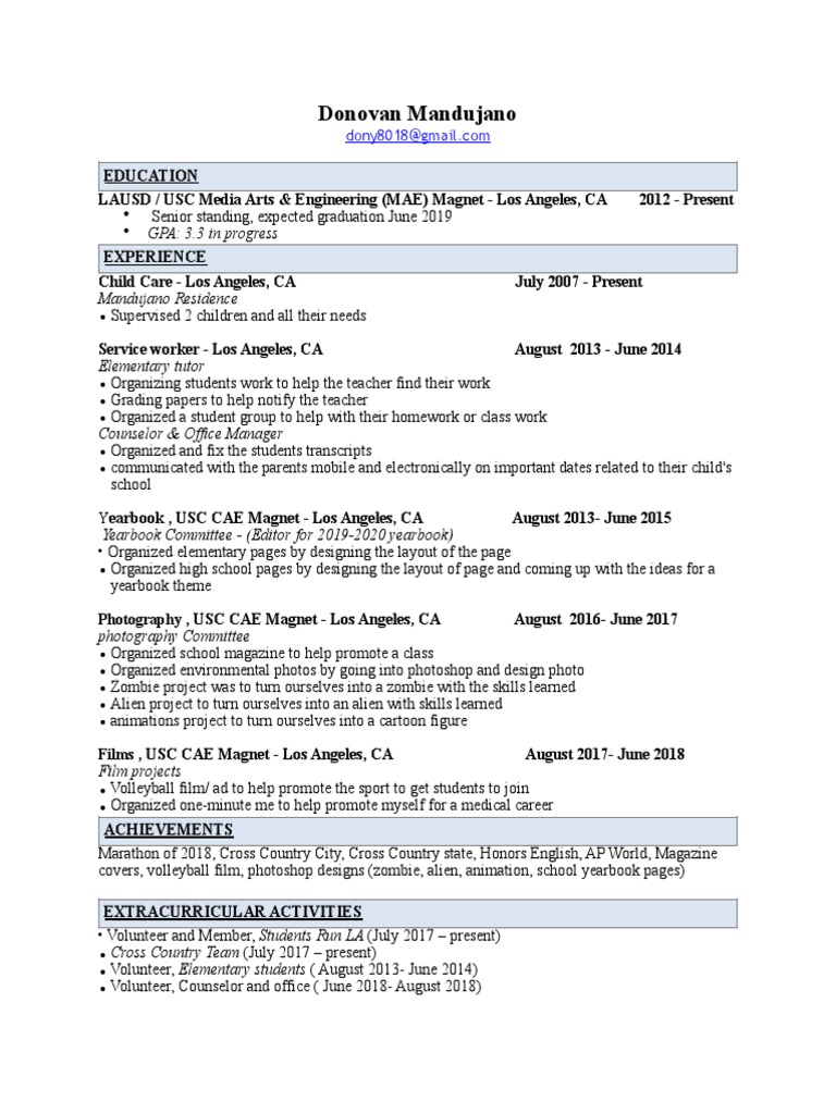 Sample Resume 2018 | PDF | Behavior Modification | Schools