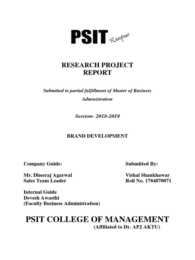 Psit College of Management: Research Project | PDF
