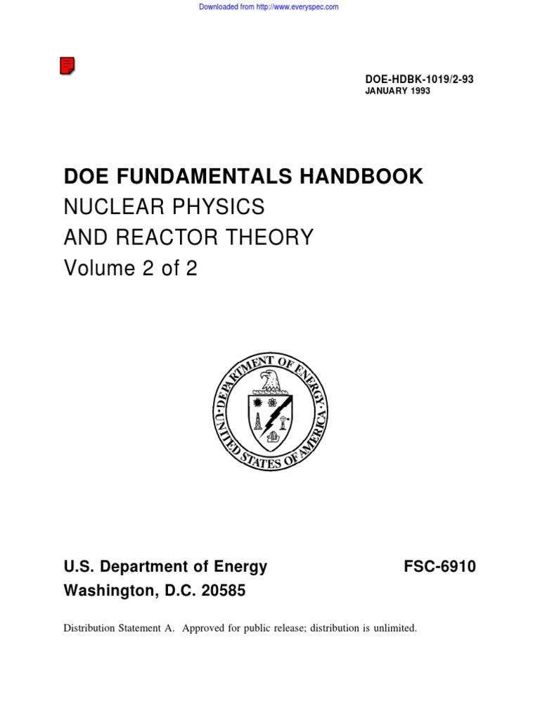 DOE FUNDAMENTALS HANDBOOK NUCLEAR PHYSICS AND REACTOR THEORY Volume 2 of 2 | PDF | Nuclear ...