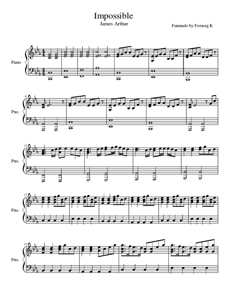 James Arthur Impossible Sheets Fomorg | PDF | Leisure
