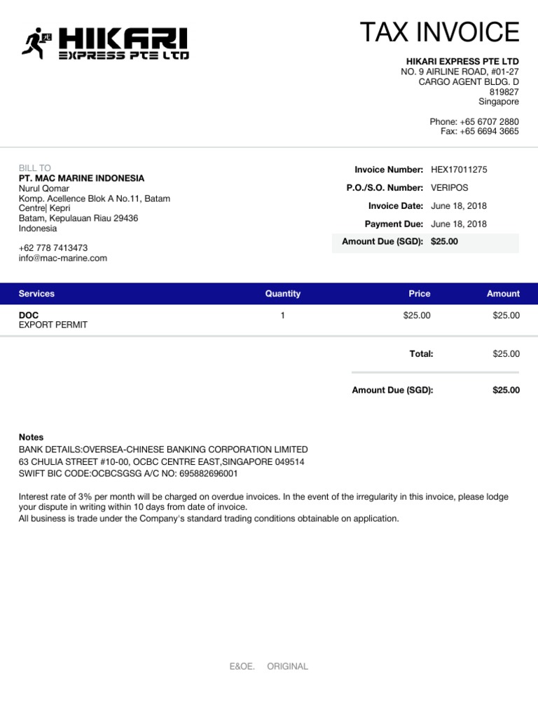 Hikari Sample Invoice | PDF | Invoice | Payments