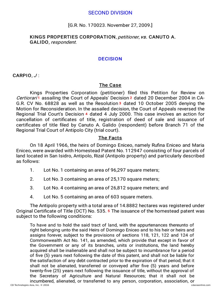 Kings - Properties - Corp. - v. - Galido PDF | PDF | Mortgage Law | Deed