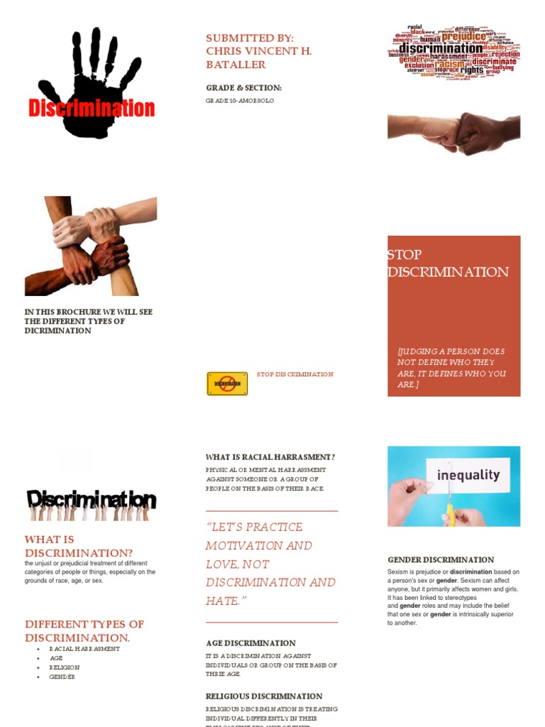 Brochure About Discrimination | PDF | Prejudices | Discrimination