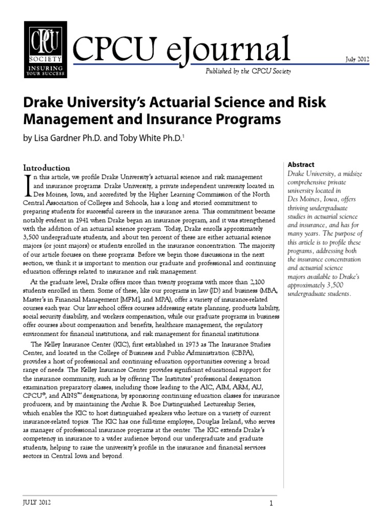 Drake University's Actuarial Science and Risk Management and Insurance ...