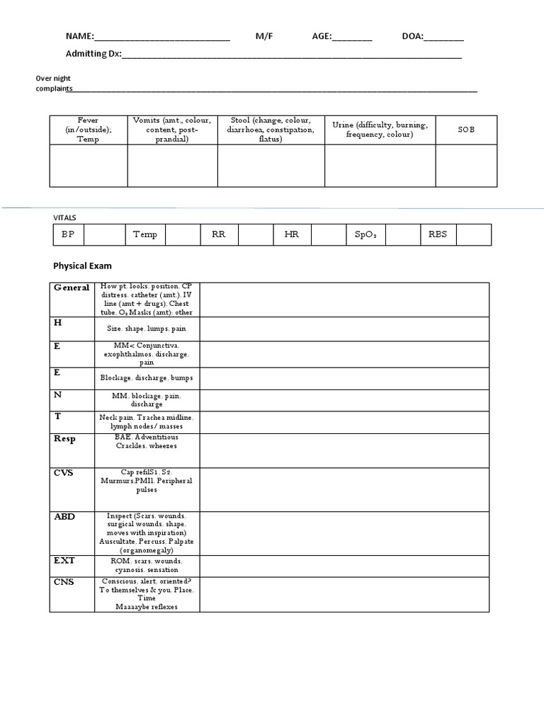 Soap Template | PDF | Clinical Medicine | Medical Specialties