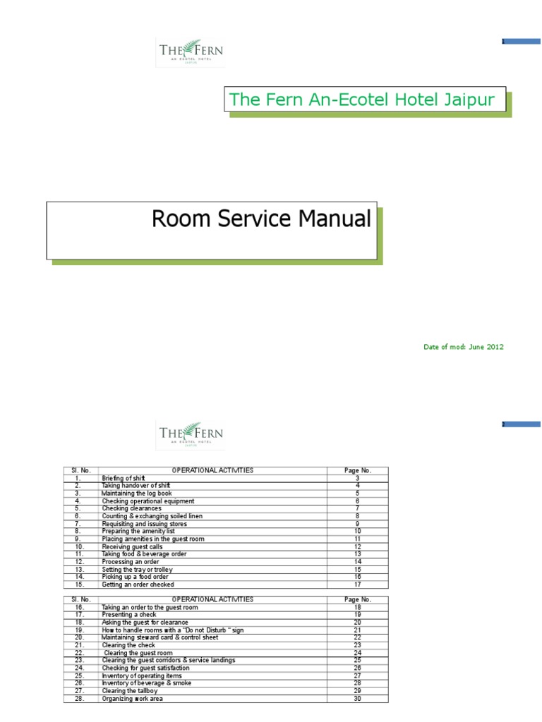 The Fern Room Service-SOP | PDF | Business | Nature