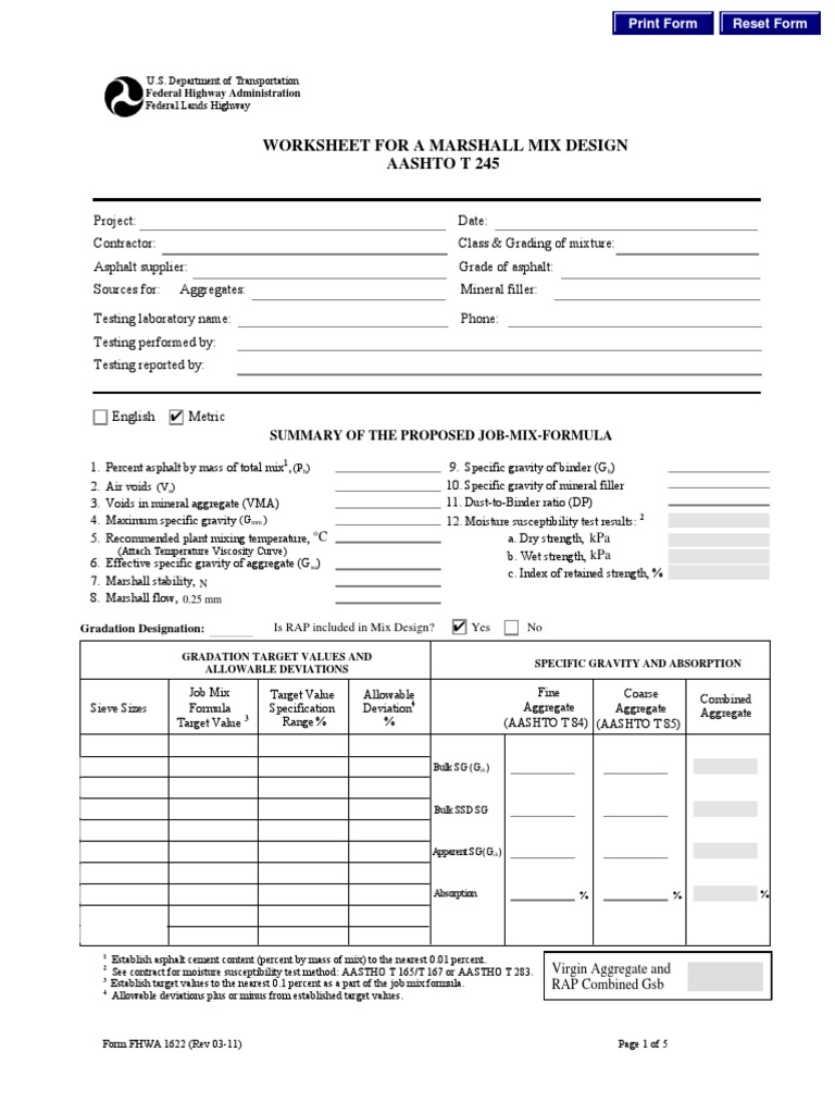 Marshall Test Worksheet | PDF | Asphalt | Construction Aggregate