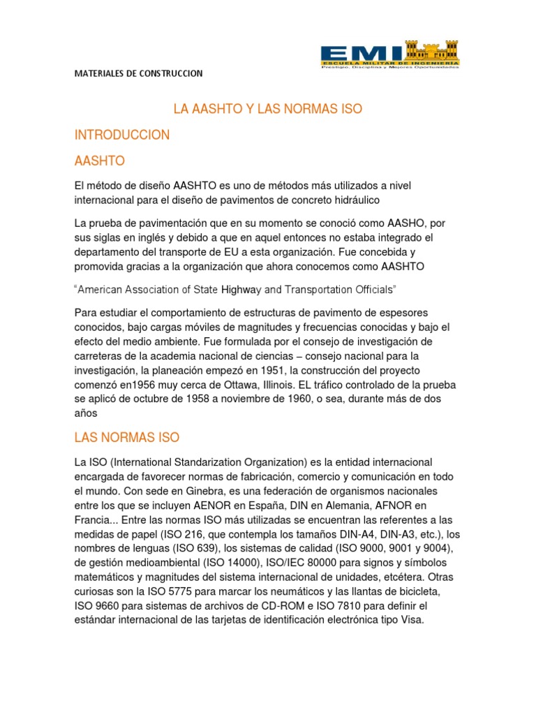 La Aashto y Las Normas Iso | PDF | Calidad (comercial) | Organización ...