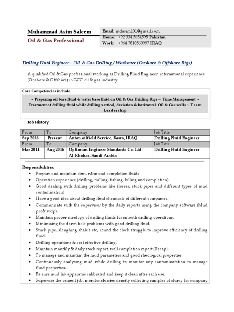 Asim Updated CV. | PDF | Oil Well | Drilling Rig