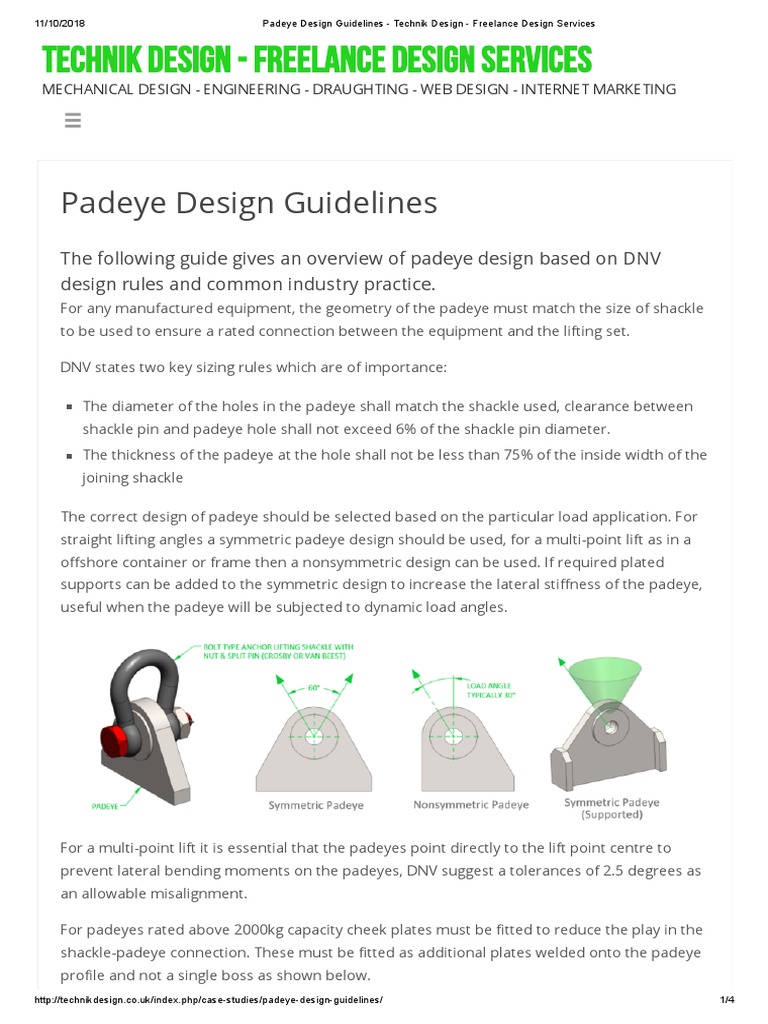 Padeye Design Guidelines | PDF | Engineering Tolerance | Mechanical Engineering
