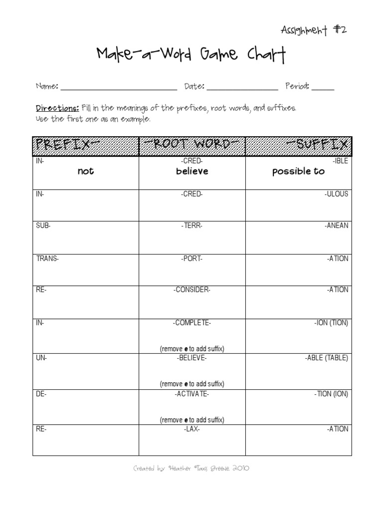Make A Word Game Chart | PDF