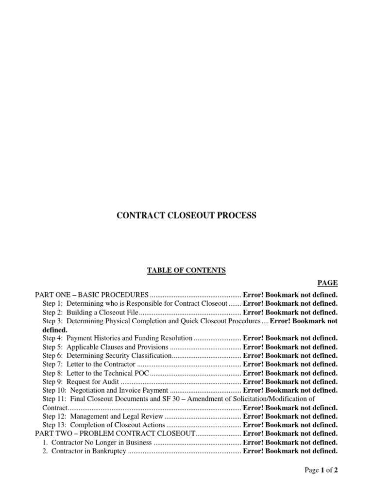 Contract Close Out Document | PDF | Government Information | Government