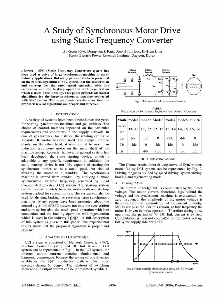 A Study of Synchronous Motor Drive Using SFC PDF | PDF | Power Inverter ...