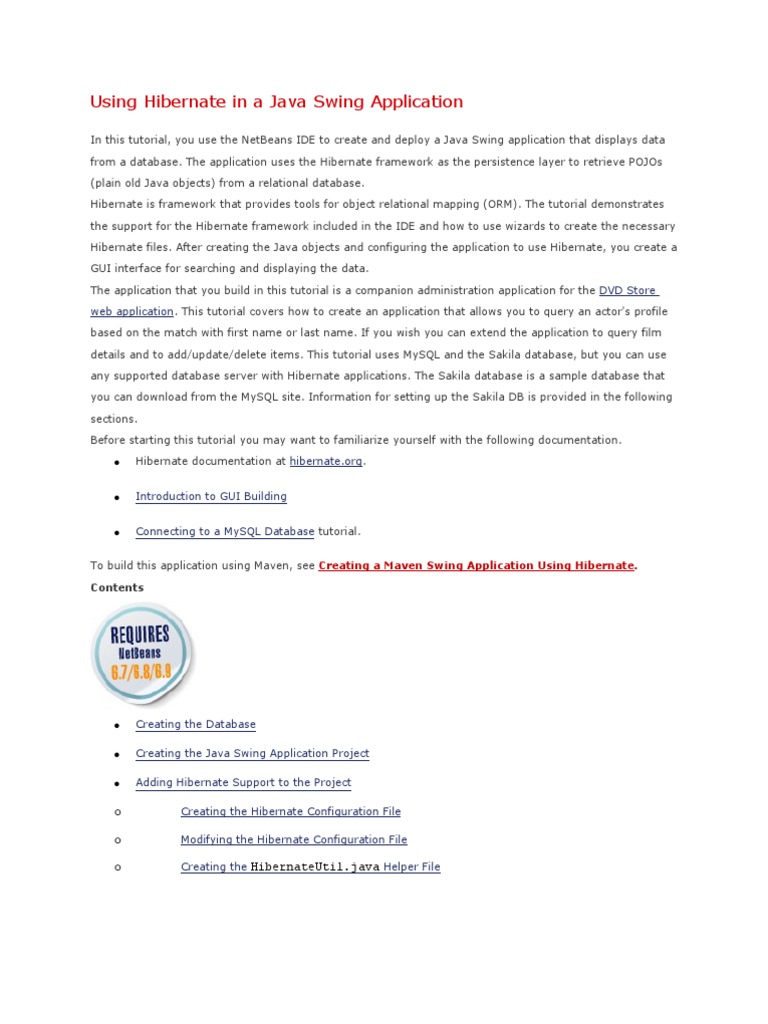 Using Hibernate in A Java Swing Application | PDF | Net Beans ...