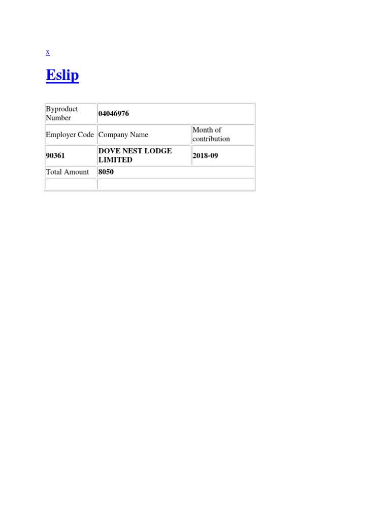 Eslip: Byproduct Number Employer Code Company Name Month of Contribution | PDF