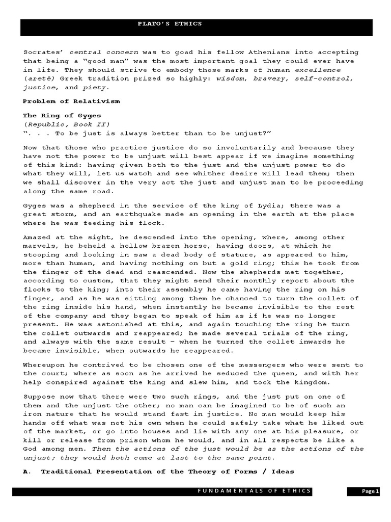 Plato's Ethics | PDF | Idea | Plato
