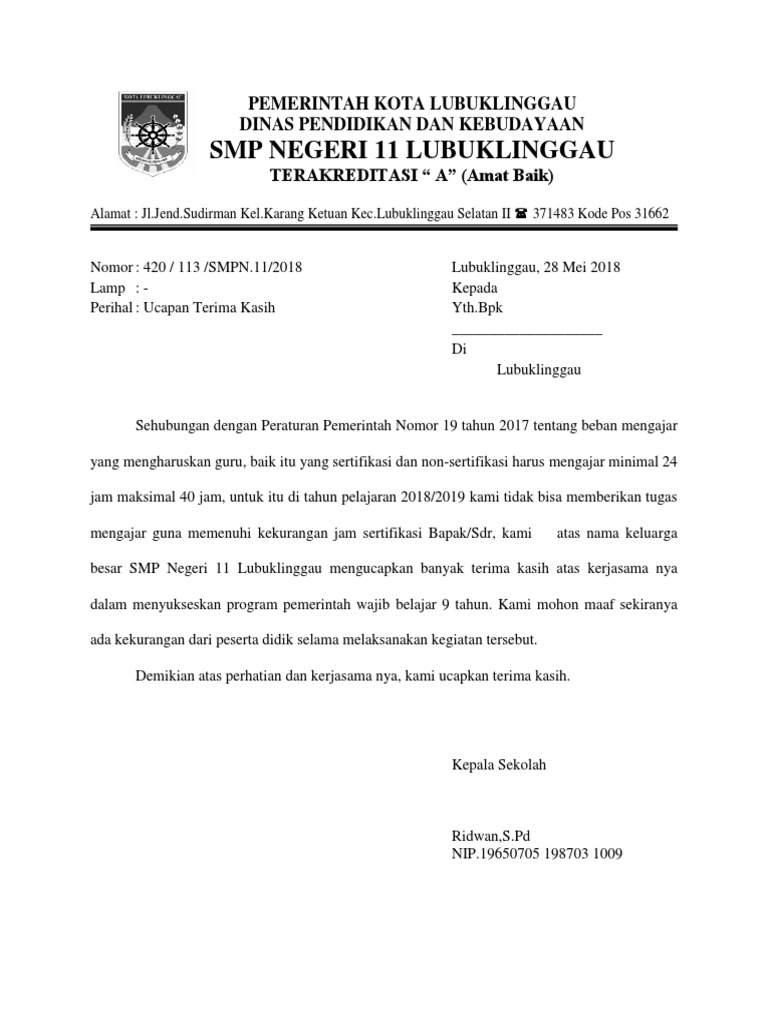 Ucapan Terimakasih Guru Pdf