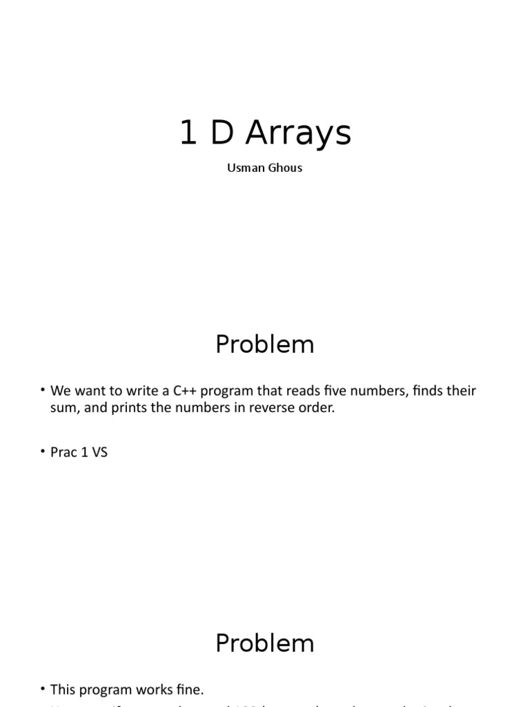 1 D Arrays | PDF | Array Data Structure | String (Computer Science)