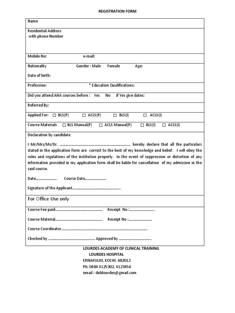 For Office Use Only: Registration Form | PDF