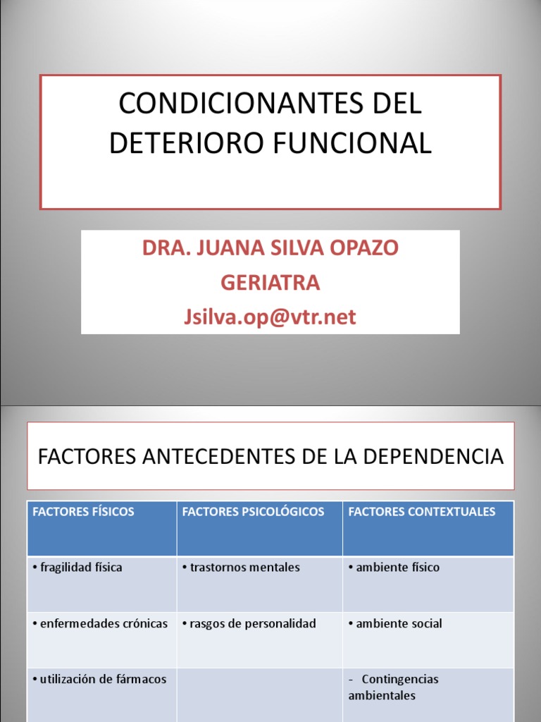 Condicionantes Del Deterioro Funcional | PDF | Invalidez | Vejez