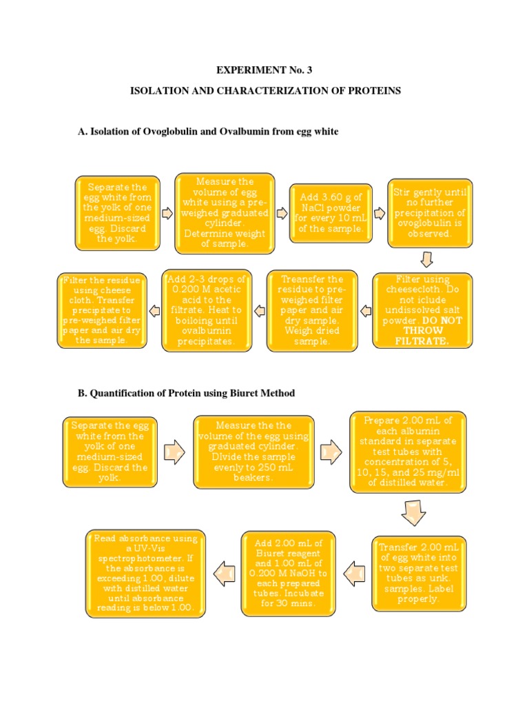 Experiment No. 3 Isolation and Characterization of Proteins: Throw ...