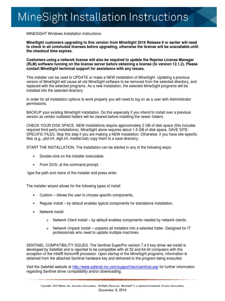 Minesight Instalation Instructions | PDF | Installation (Computer ...