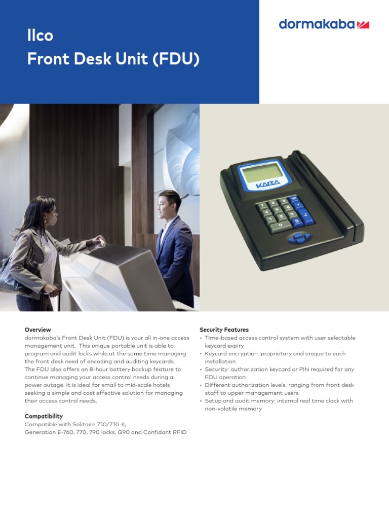 Ilco Front Desk Unit Fdu Fact Sheet m3568 | PDF | Access Control | Usb