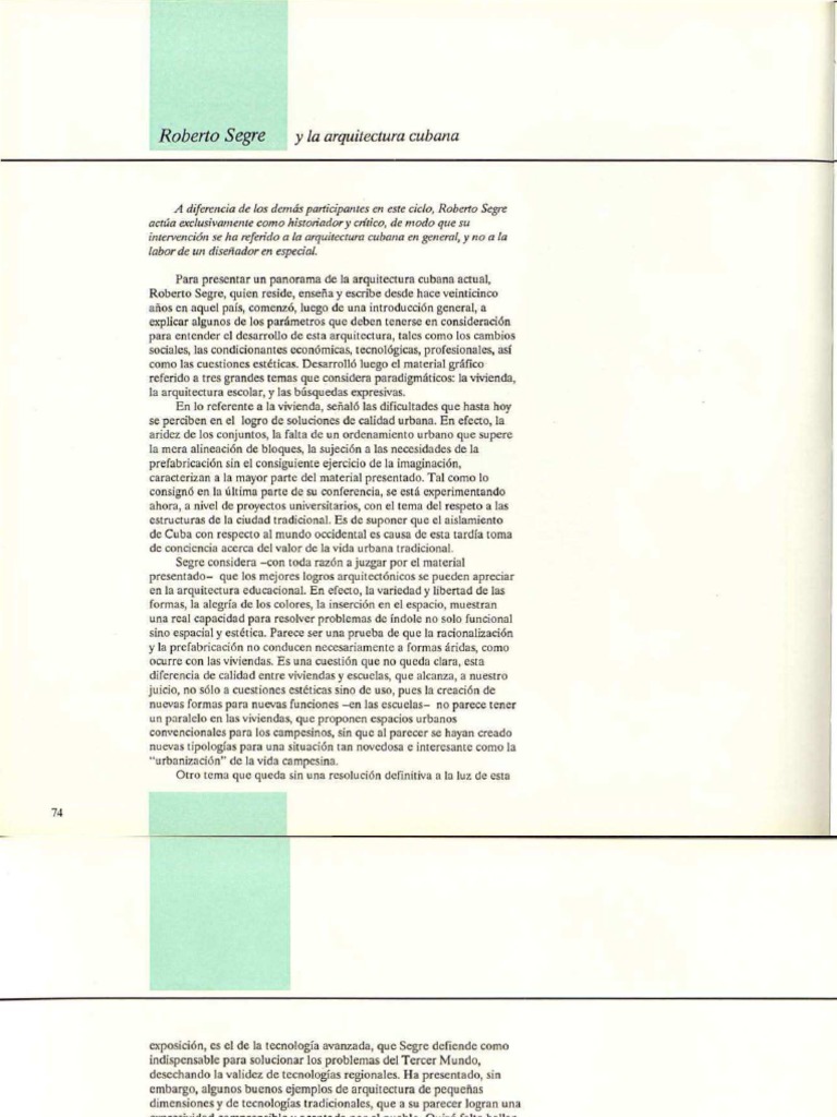 Roberto Segre y La Arquitectura Cubana - Conferencia PDF | PDF | Cuba ...