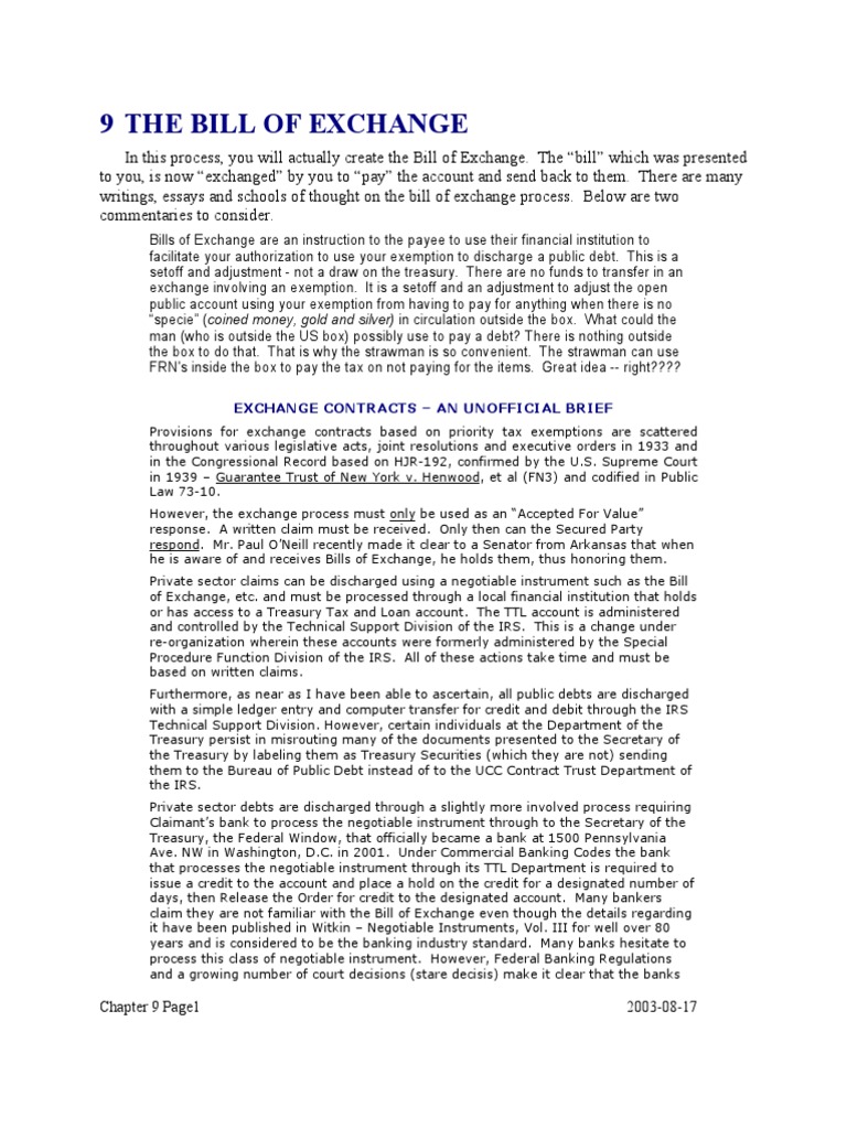 Bill of Exchange | PDF | Negotiable Instrument | Legal Tender