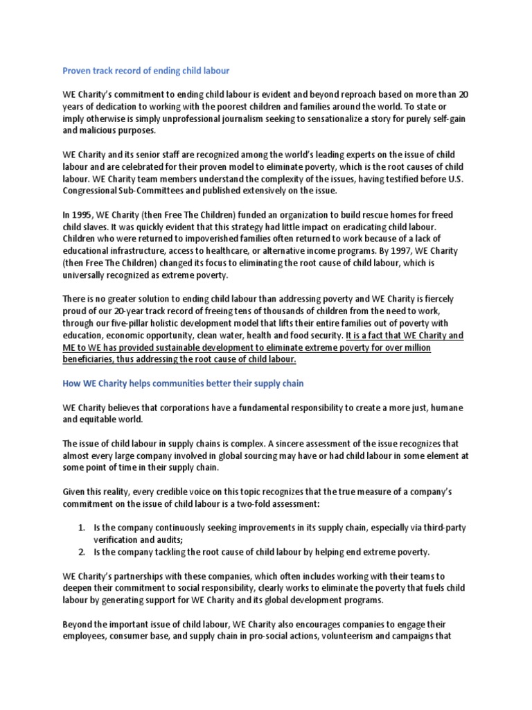 Additional Information From WE On Child Labour | PDF | Child Labour ...