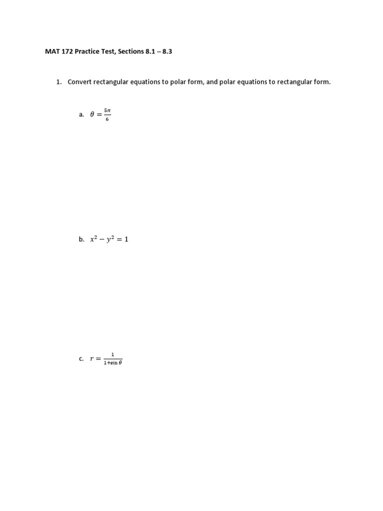 Convert Rectangular Equations To Polar Form, and Polar Equations To ...