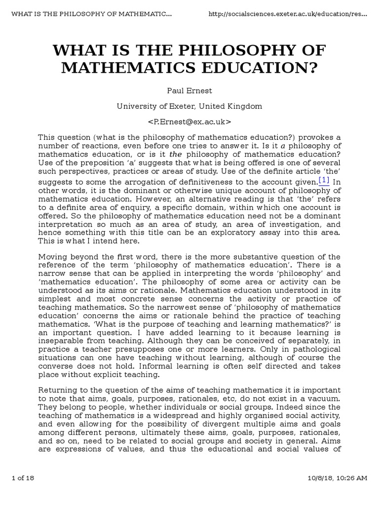 Philosophy of Mathematics Education Explained | PDF | Constructivism ...