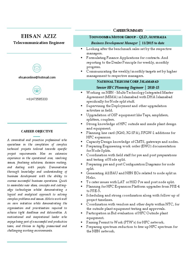 CV Ehsan | PDF | Telecommunication | Engineering